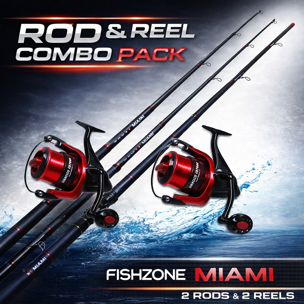 Fishzone Miami Jack Sirroco Heavy Surf Combo 12ft 4-8oz (2 rods 2 reel ...