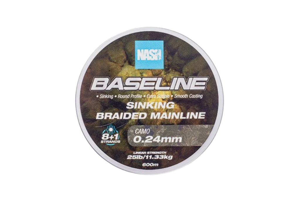 Nash Baseline Sinking Braid Camo 25lb 0.24mm 600m – Taskers Angling